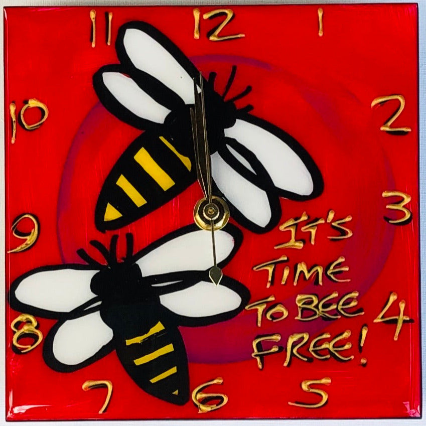 Bee clocks (made to order). – Heatherware